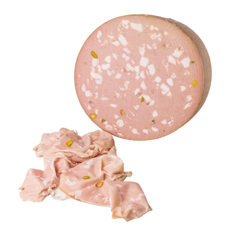 Mortadella Bologna IGP with pistachio, sliced - Paciotti Salumeria Rome